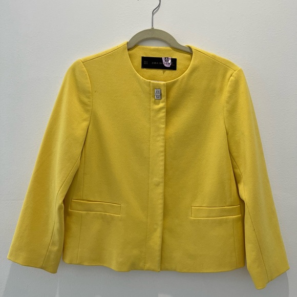Zara | Jackets & Coats | Zara Yellow Blazer | Poshmark